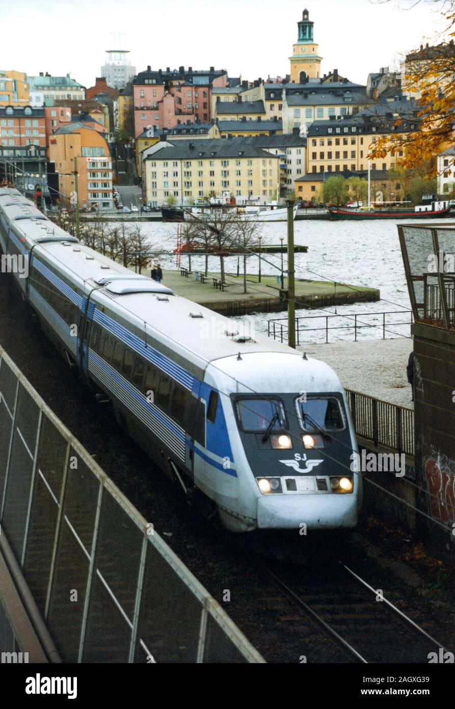 SWEDISH X 2000 train en route to Stockholm from south Stock Photo - Alamy
