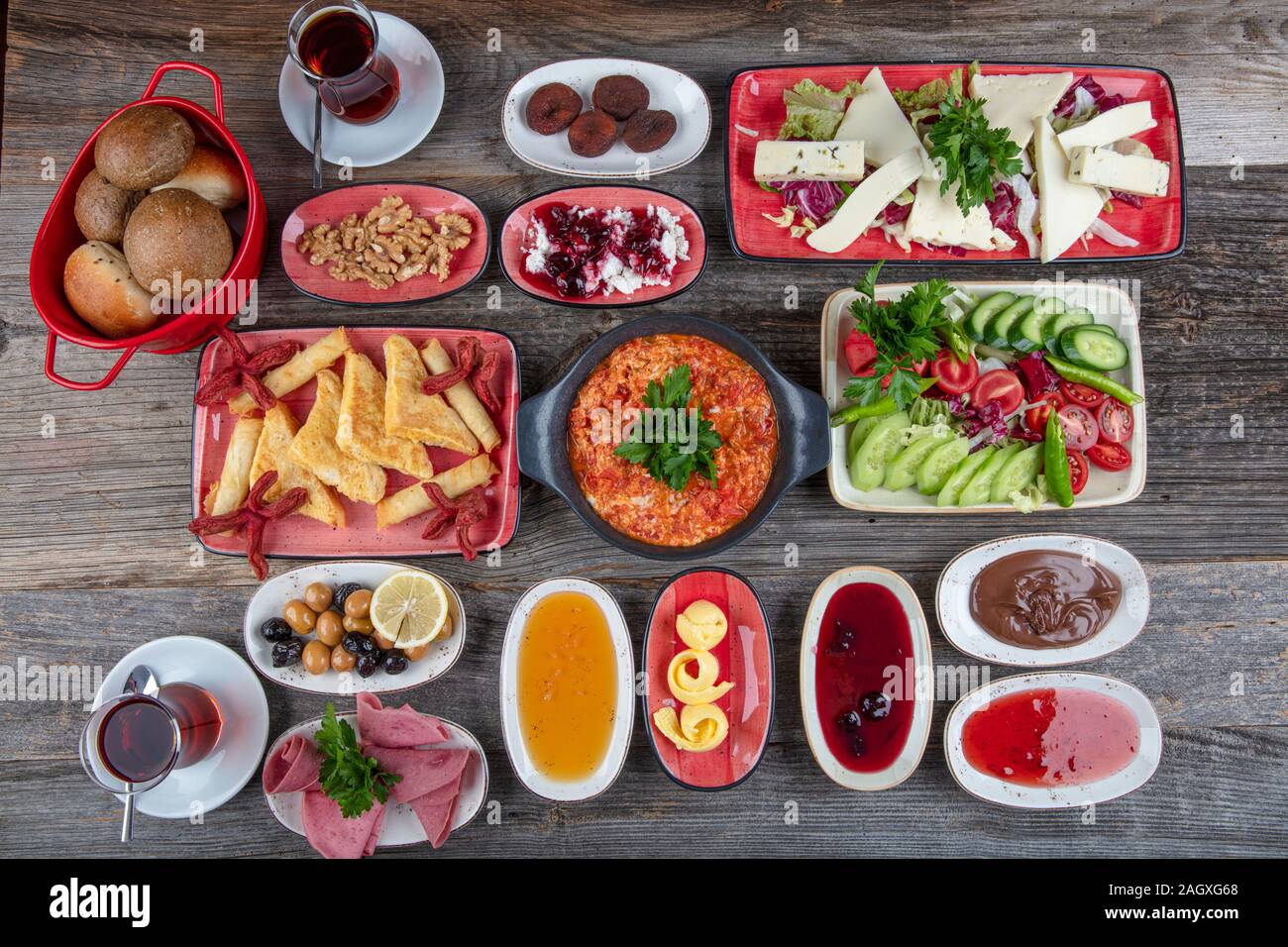 Traditional Turkish cuisine village breakfast restaurant concept ...