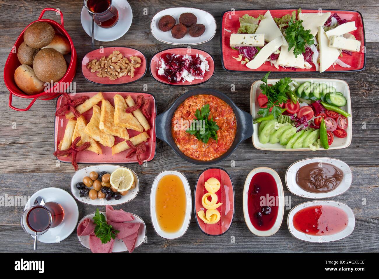 Traditional Turkish cuisine village breakfast restaurant concept ...