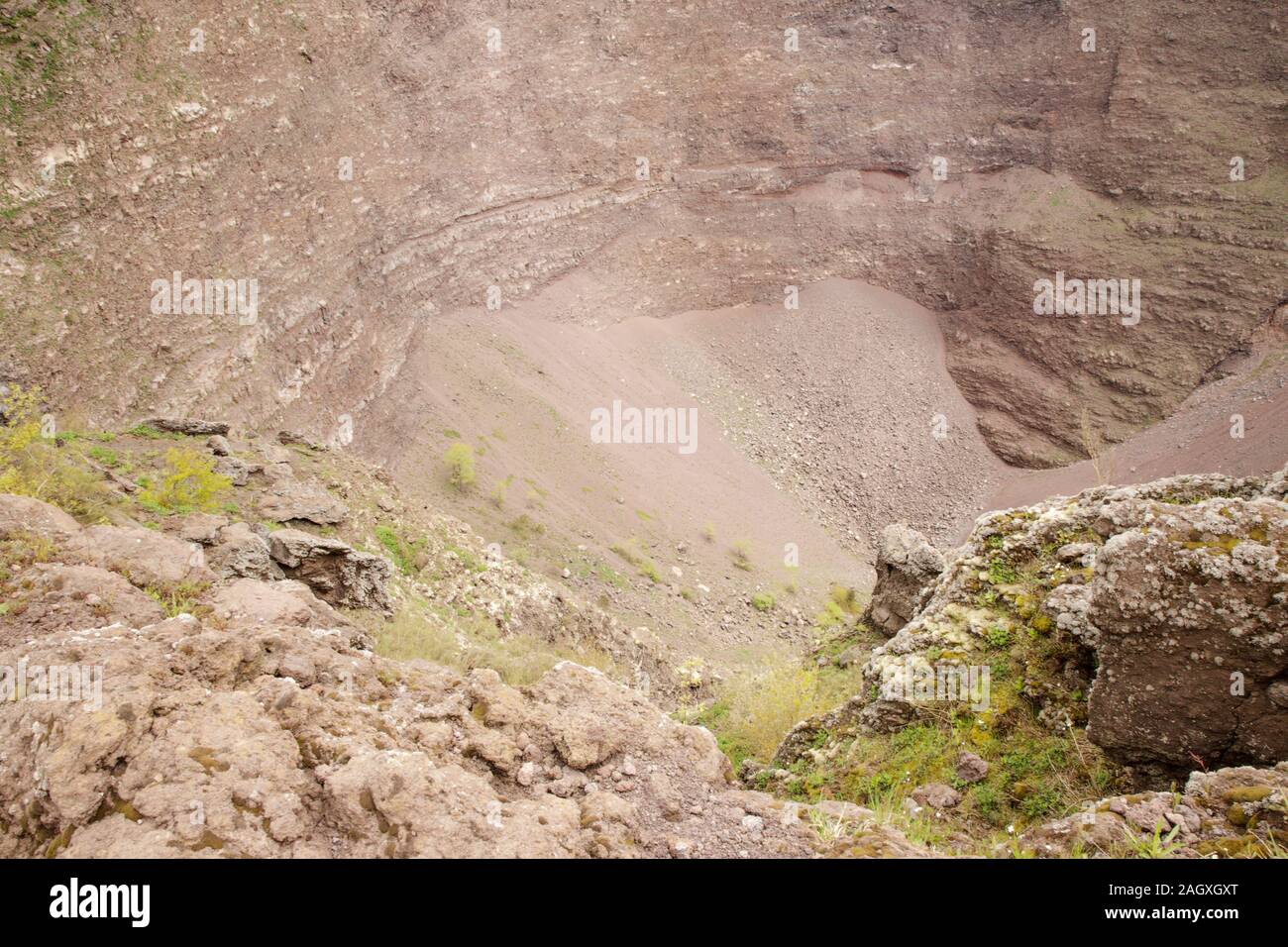 looking down into the crater of mount vesuvius in italy Stock Photo - Alamy