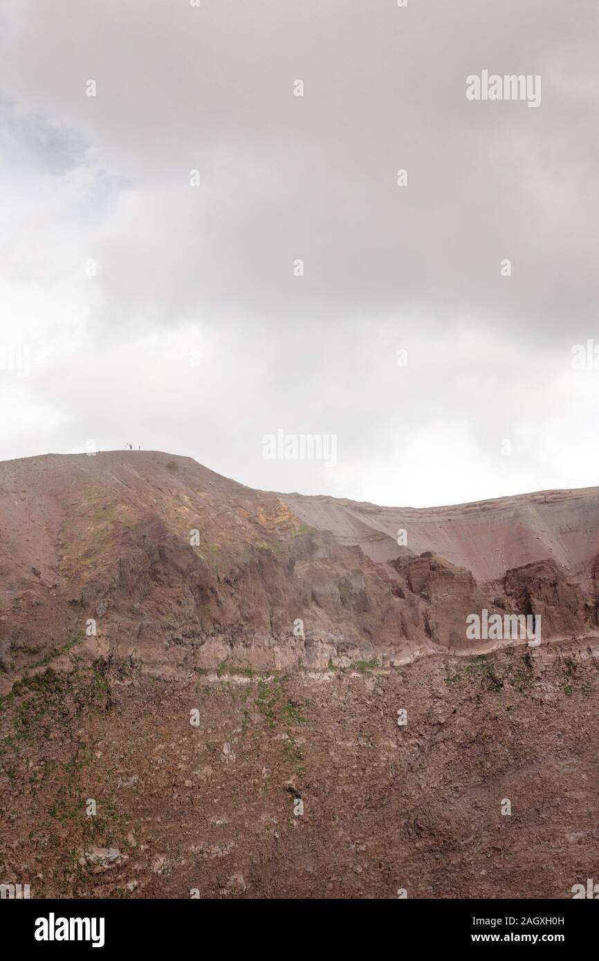 on top of mount vesuvius looking at the side of the volcano in italy ...