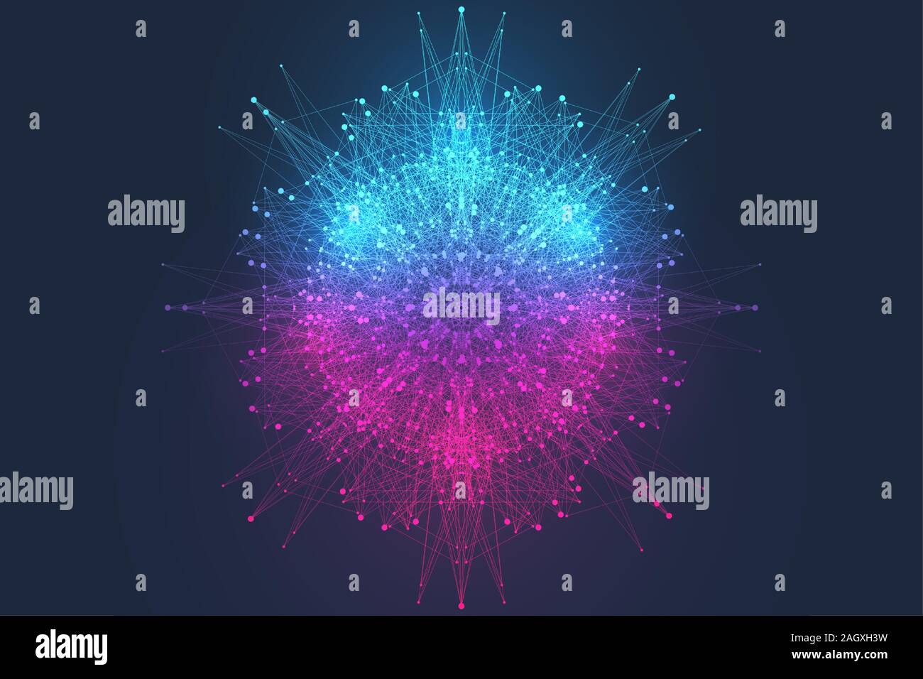 Scientific vector illustration quantum computer technology. Plexus ...