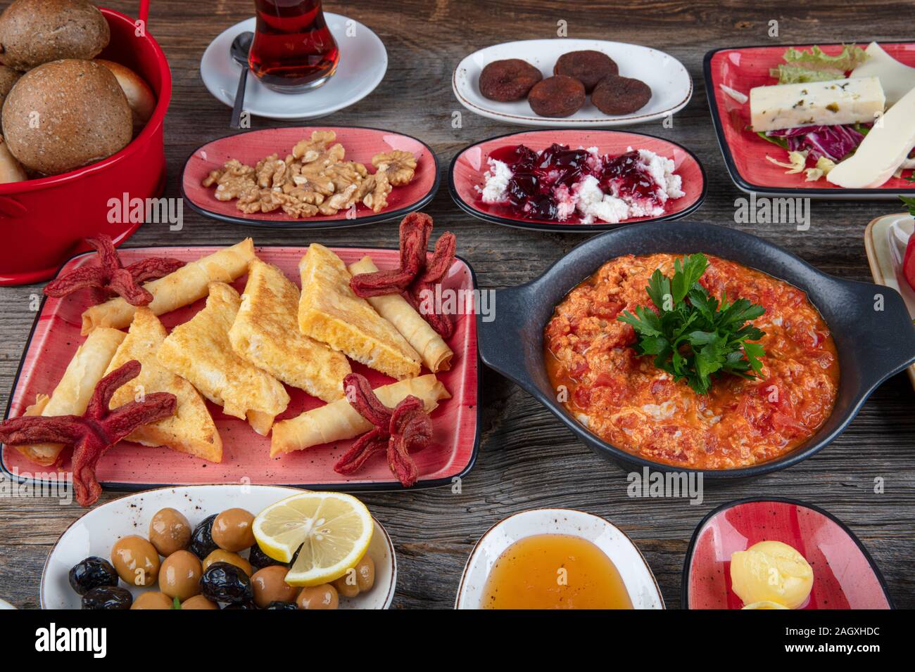 Traditional Turkish cuisine village breakfast restaurant concept ...