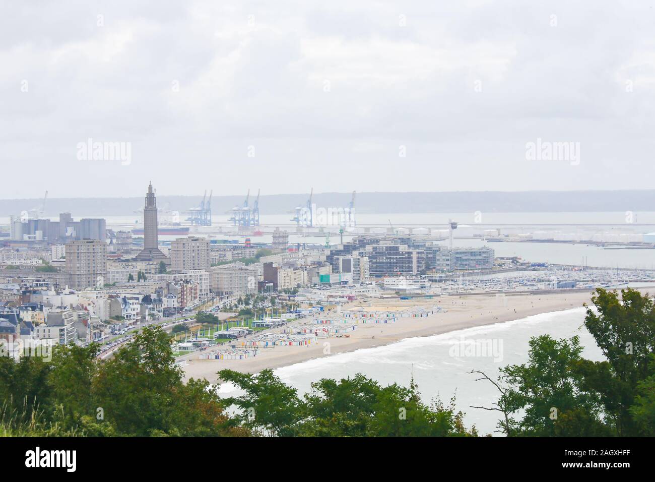 Skyline of the port and city center of Le Havre, Seine-Maritime ...