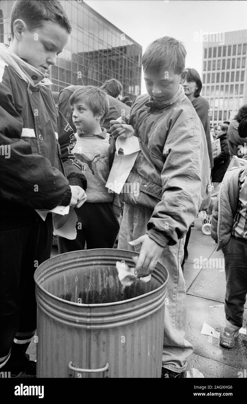 Public Burning of Poll Tax forms. Bradford UK 1990 Stock Photo - Alamy