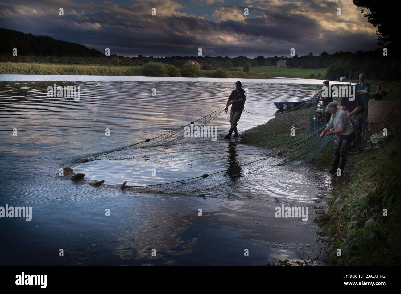 Net fishing at Paxton fishery on the River Tweed Stock Photo - Alamy
