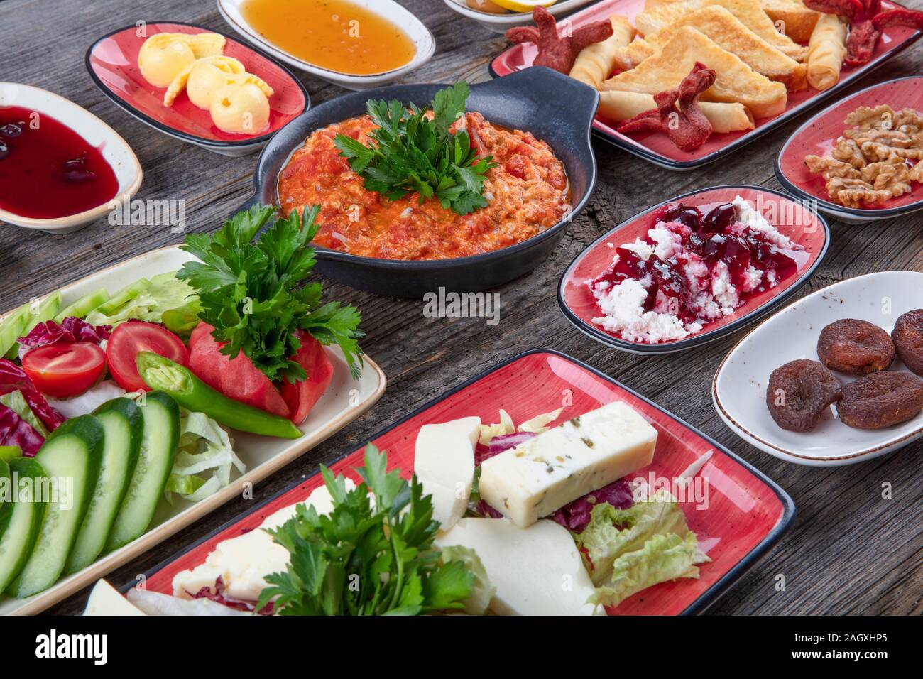 Traditional Turkish cuisine village breakfast restaurant concept ...