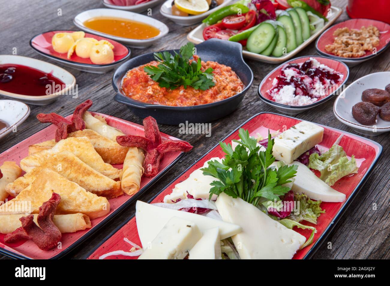Traditional Turkish cuisine village breakfast restaurant concept ...