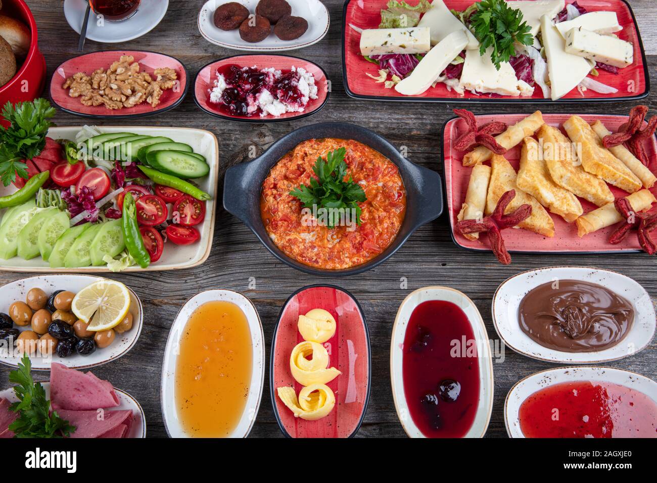 Traditional Turkish cuisine village breakfast restaurant concept ...