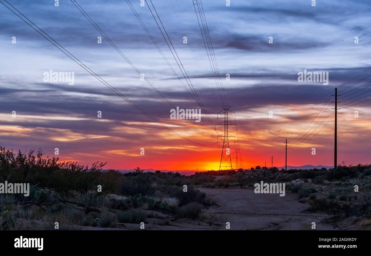 Power lines in desert hi-res stock photography and images - Alamy