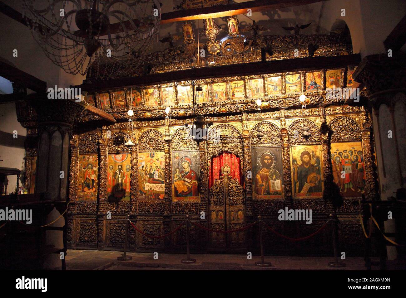 The Iconostasis containing icons by Onufri in the Onufri Museum in the ...