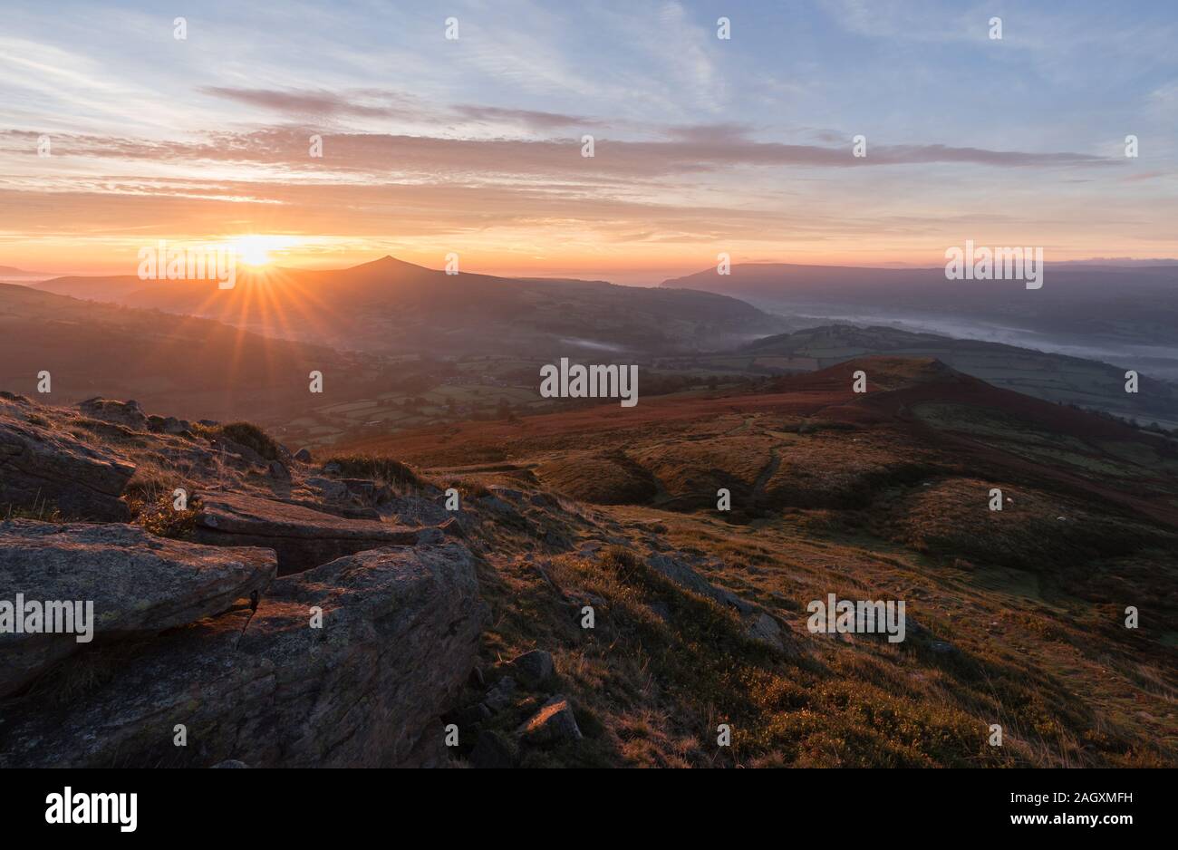 Sugarloaf mountain and table mountain in Brecon Beacons Stock Photo - Alamy