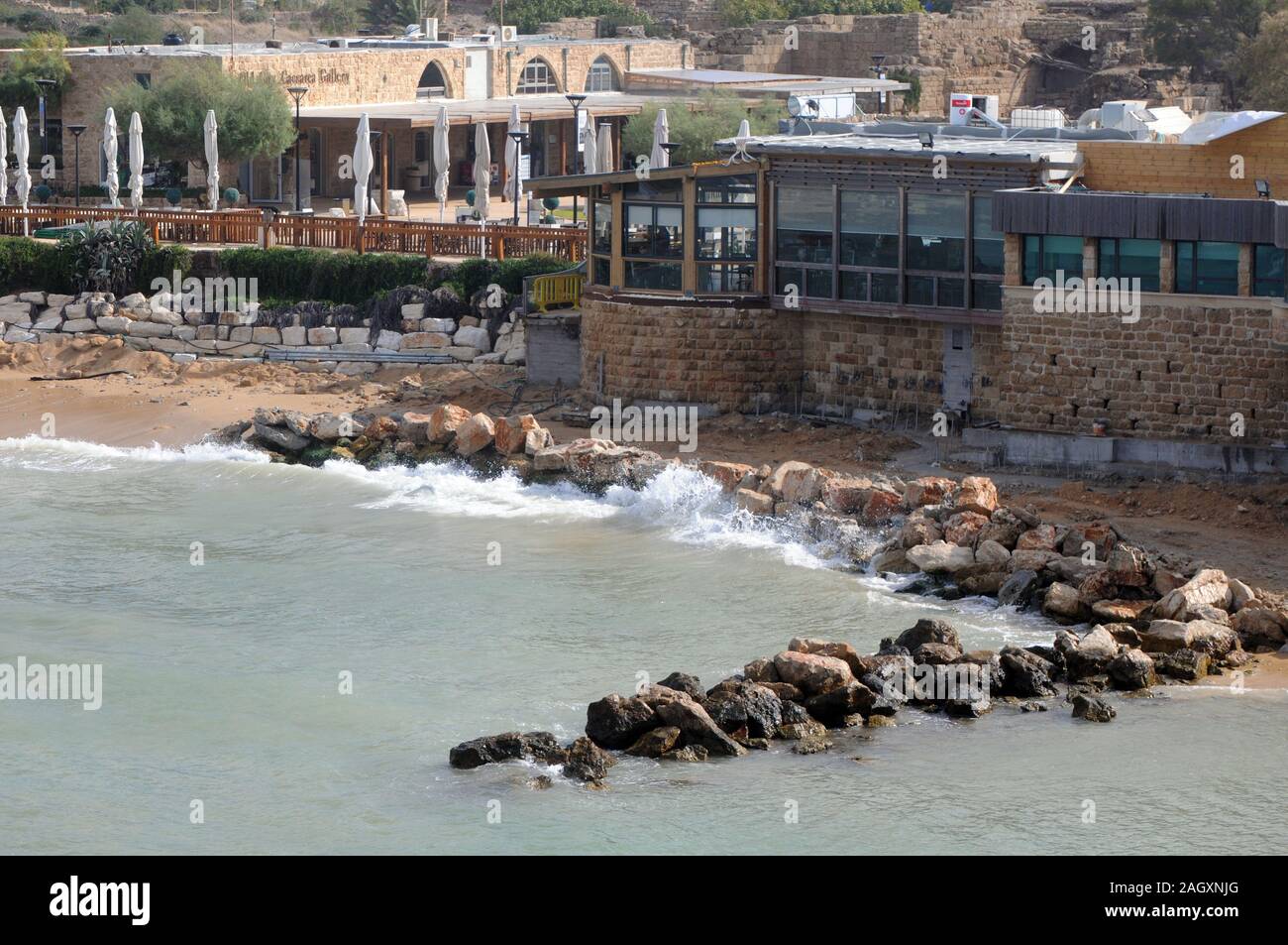 Caesarea old port, Israel Stock Photo - Alamy