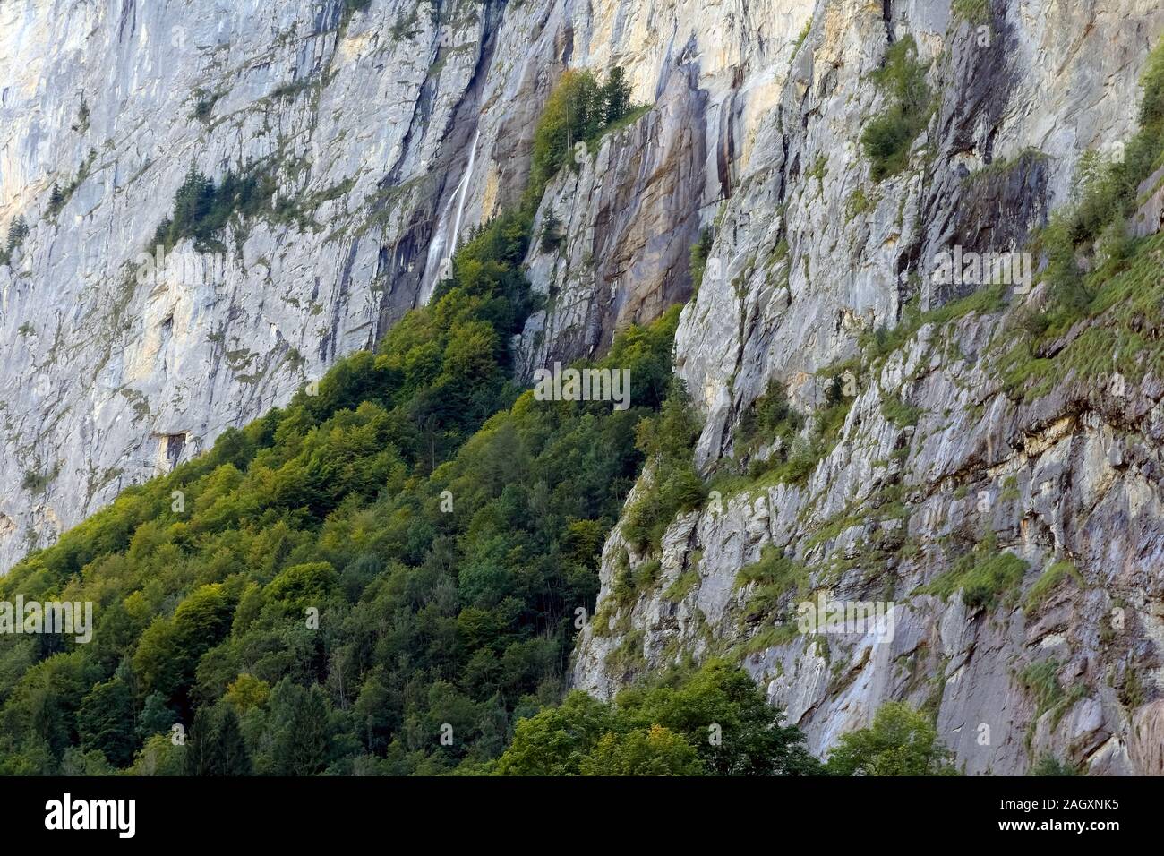 The rocky and very steep slope of the great mountain are partly ...