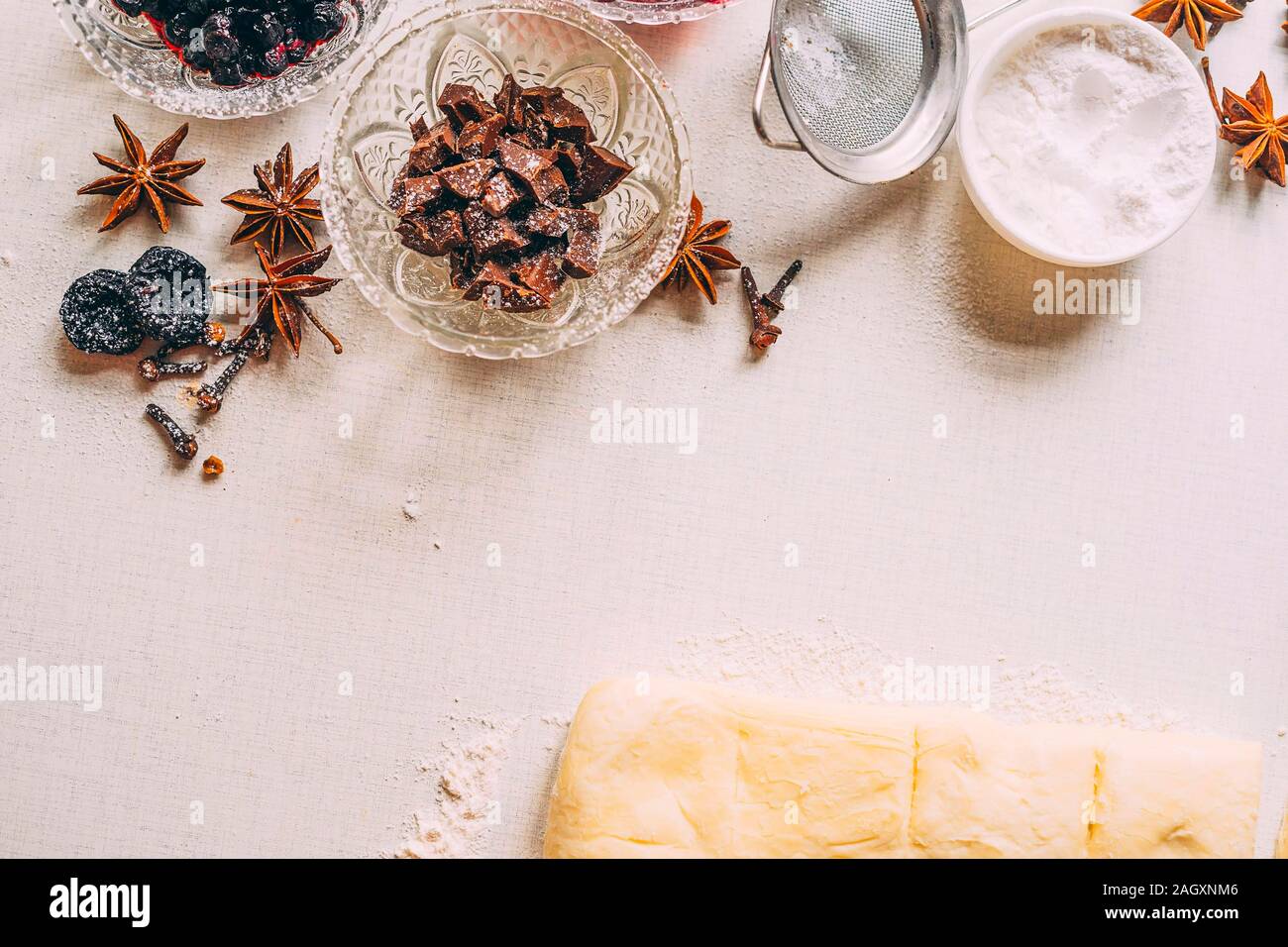 Cooking delicious sweets with jam and cinnamon and powder to tea.Top ...