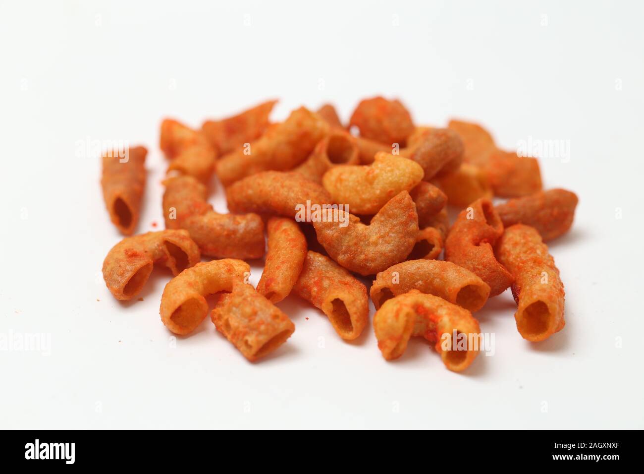 Keripik makaroni/macaroni snack, Indonesia snack isolated on white ...