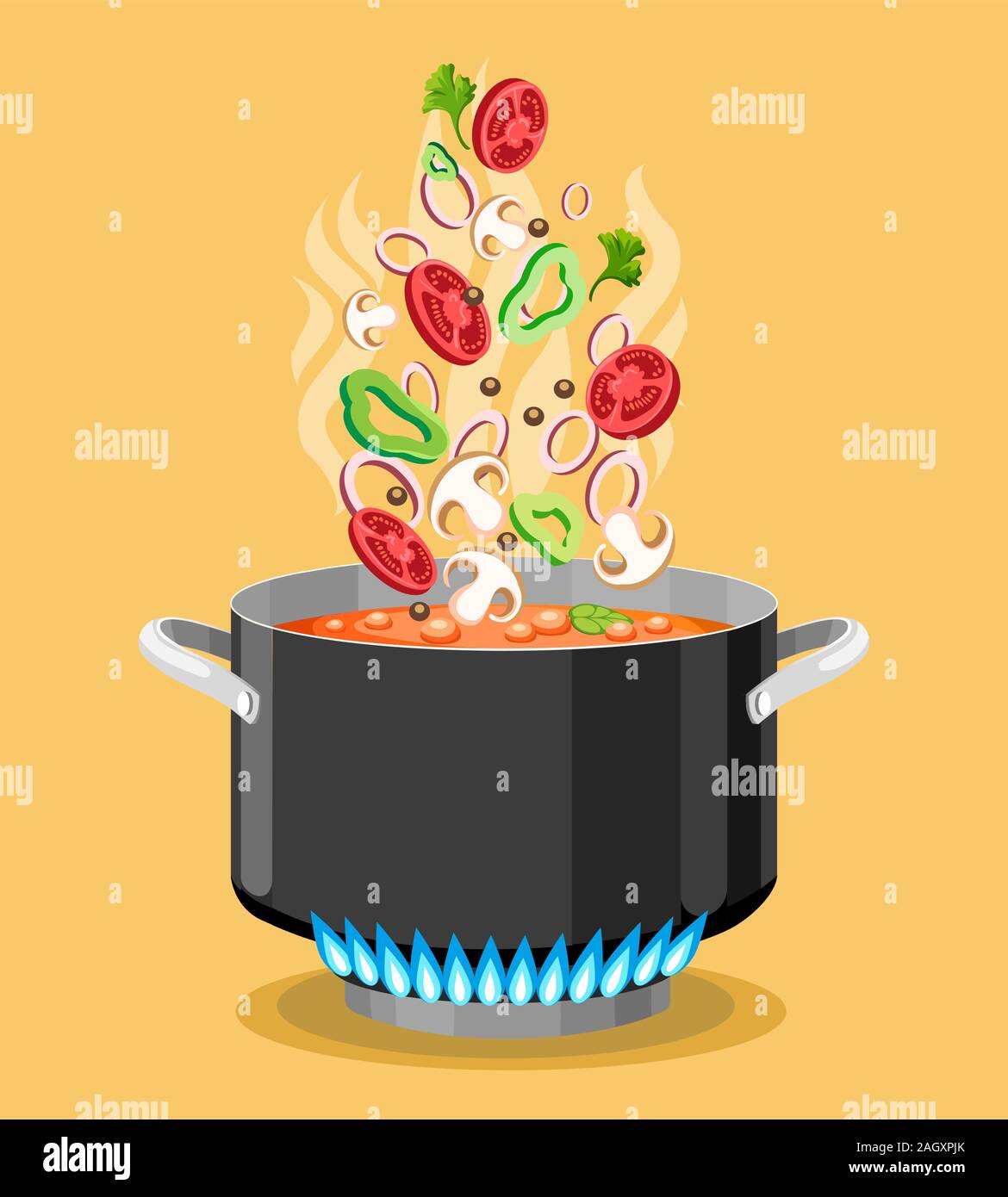Cooking process soup Stock Vector Images - Alamy