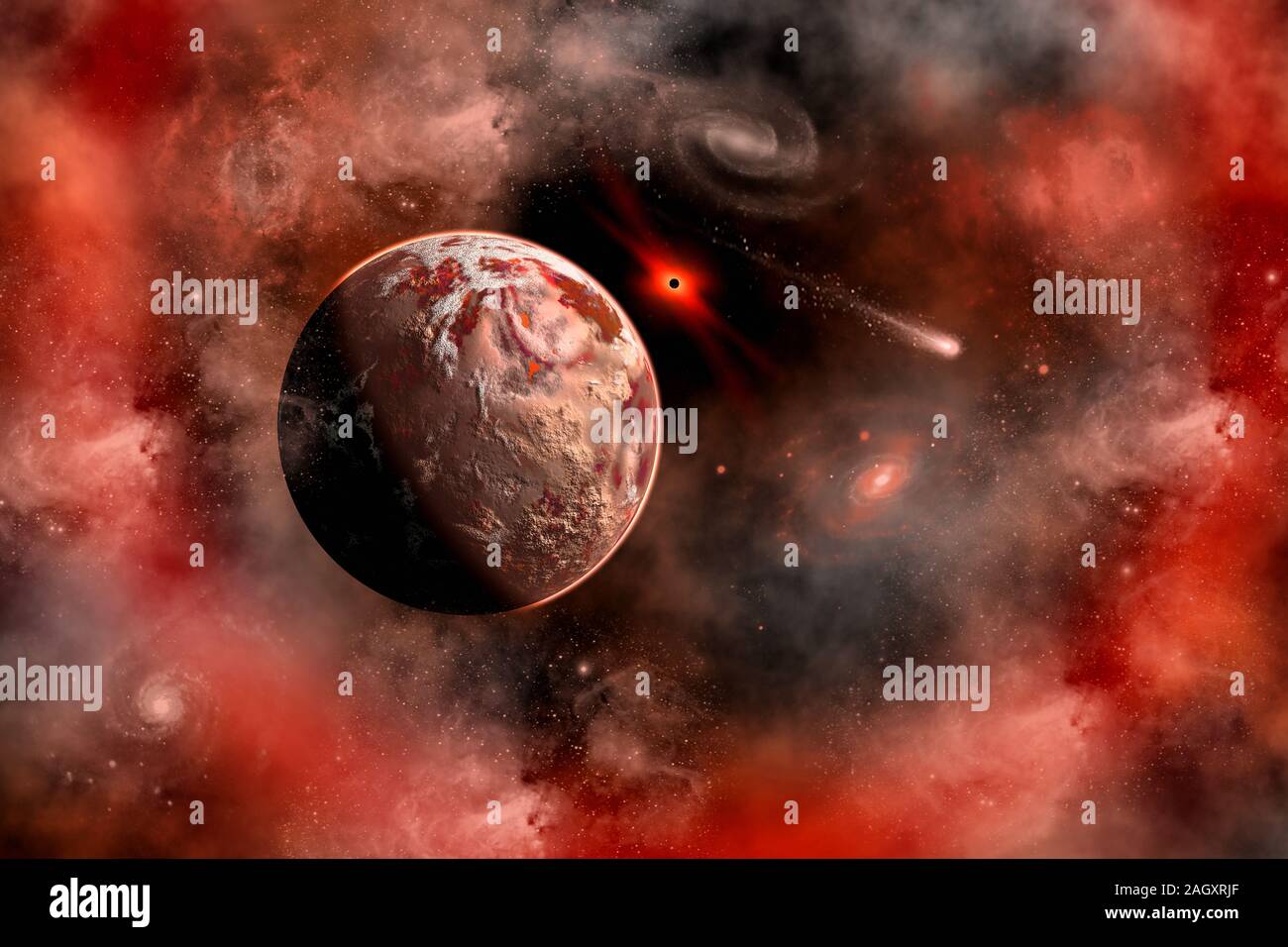 An Alien Exoplanet Orbiting Its Distant Sun Stock Photo - Alamy
