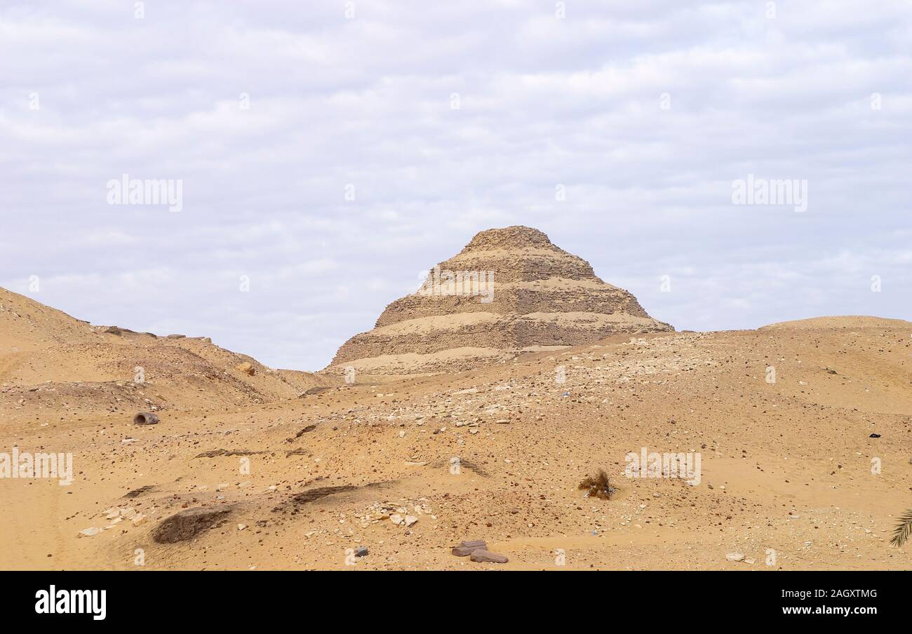 View of the Step Pyramid of Djoser in Saqqara (or Sakkara), an ancient ...