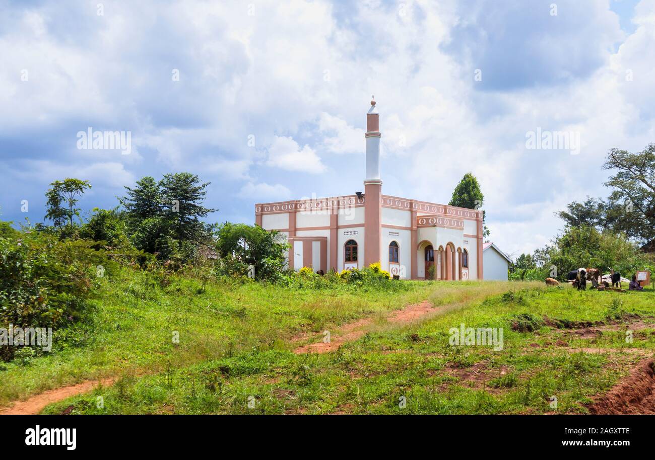 View of a typical small roadside Muslim mosque outside a village in the ...