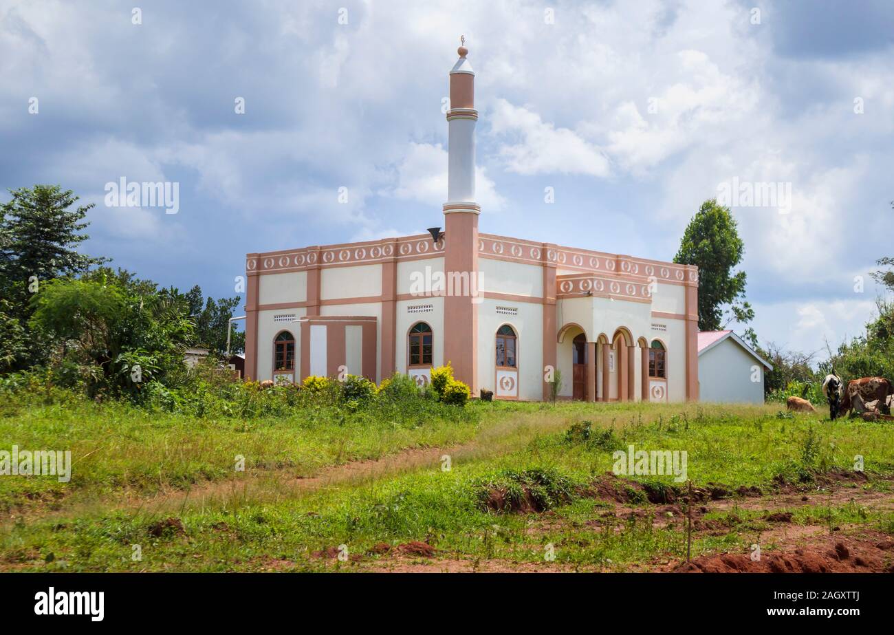 View of a typical small roadside Muslim mosque outside a village in the ...