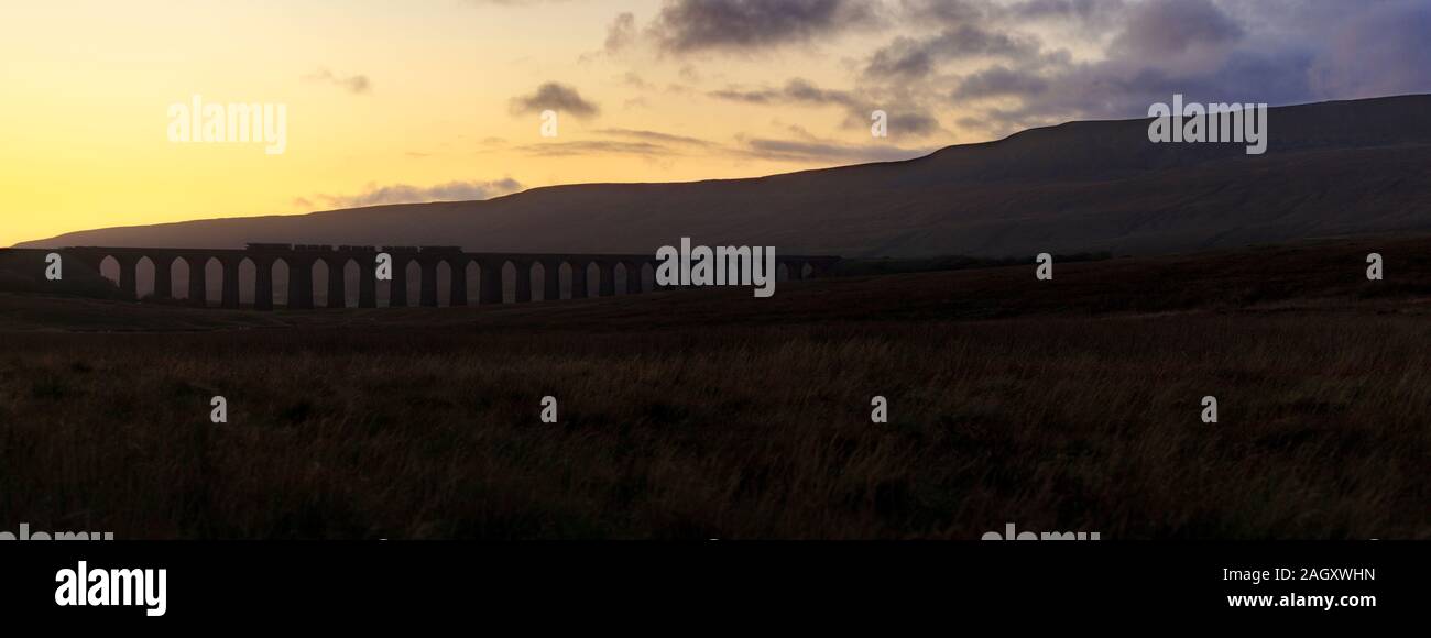 Direct Rail Services class 66 locomotives at Ribblehead viaduct with a ...