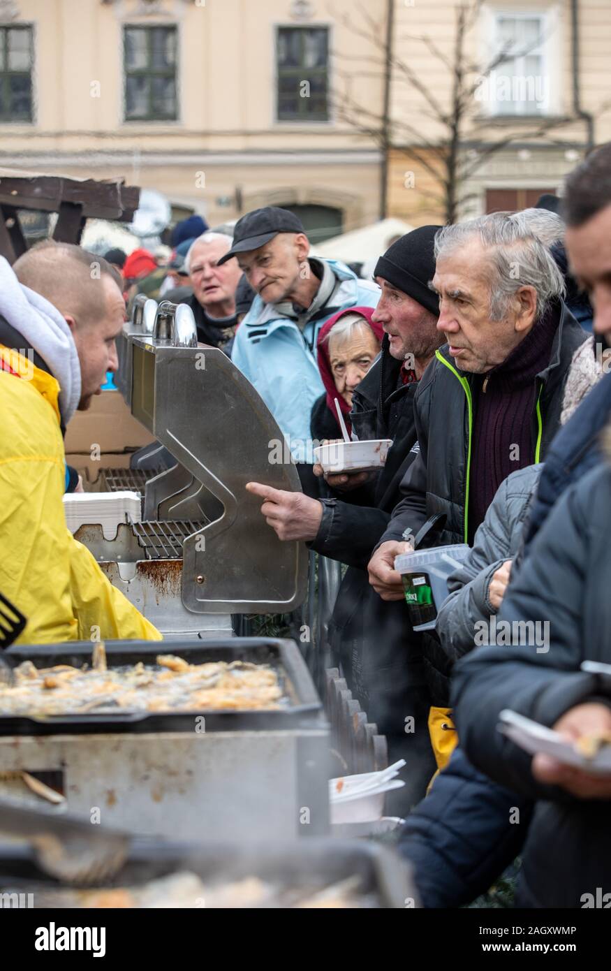 Cracow, Poland - December 15, 2019: Christmas Eve for poor and homeless ...