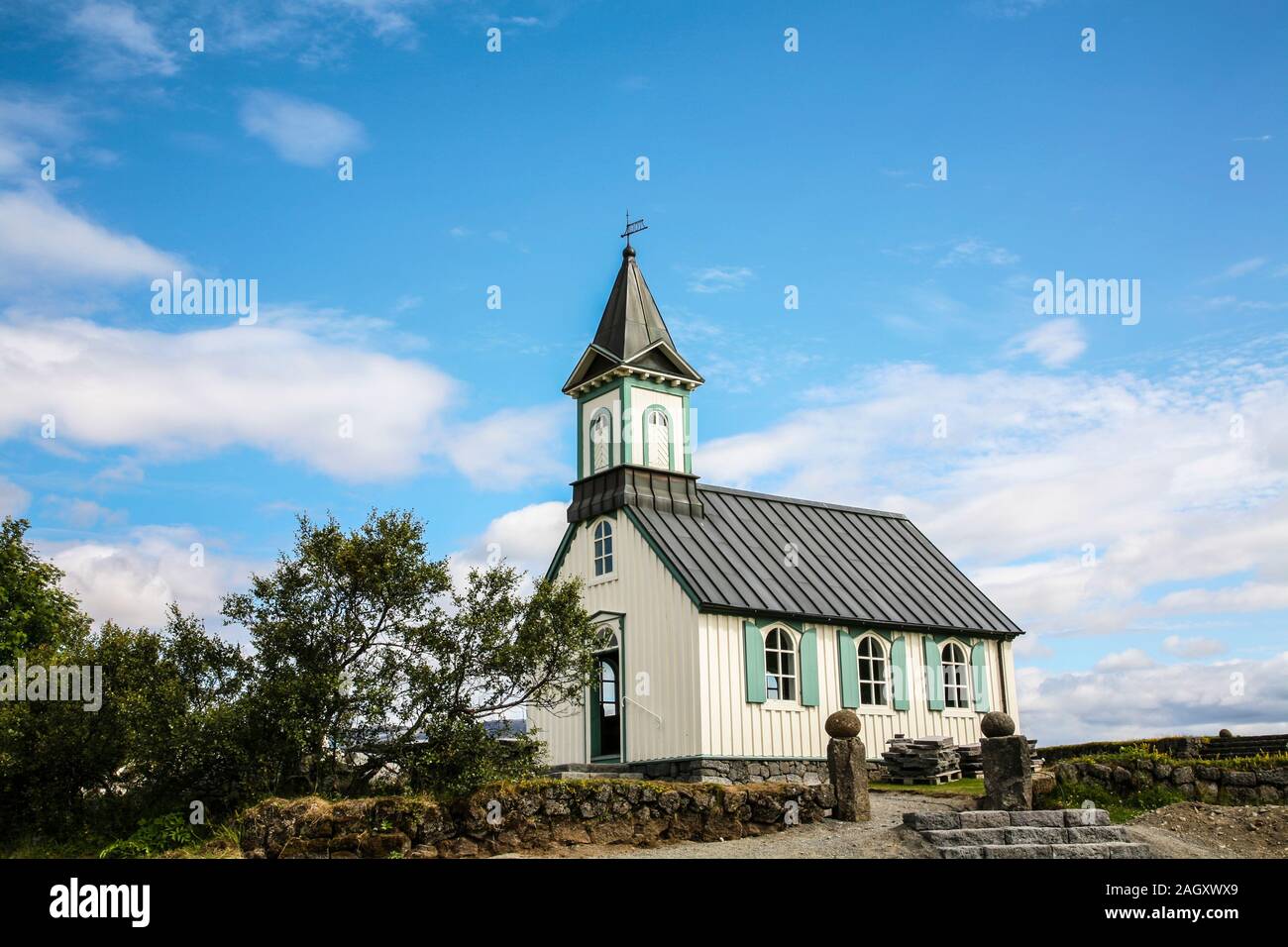 Thingvellir church, Iceland summer Stock Photo - Alamy
