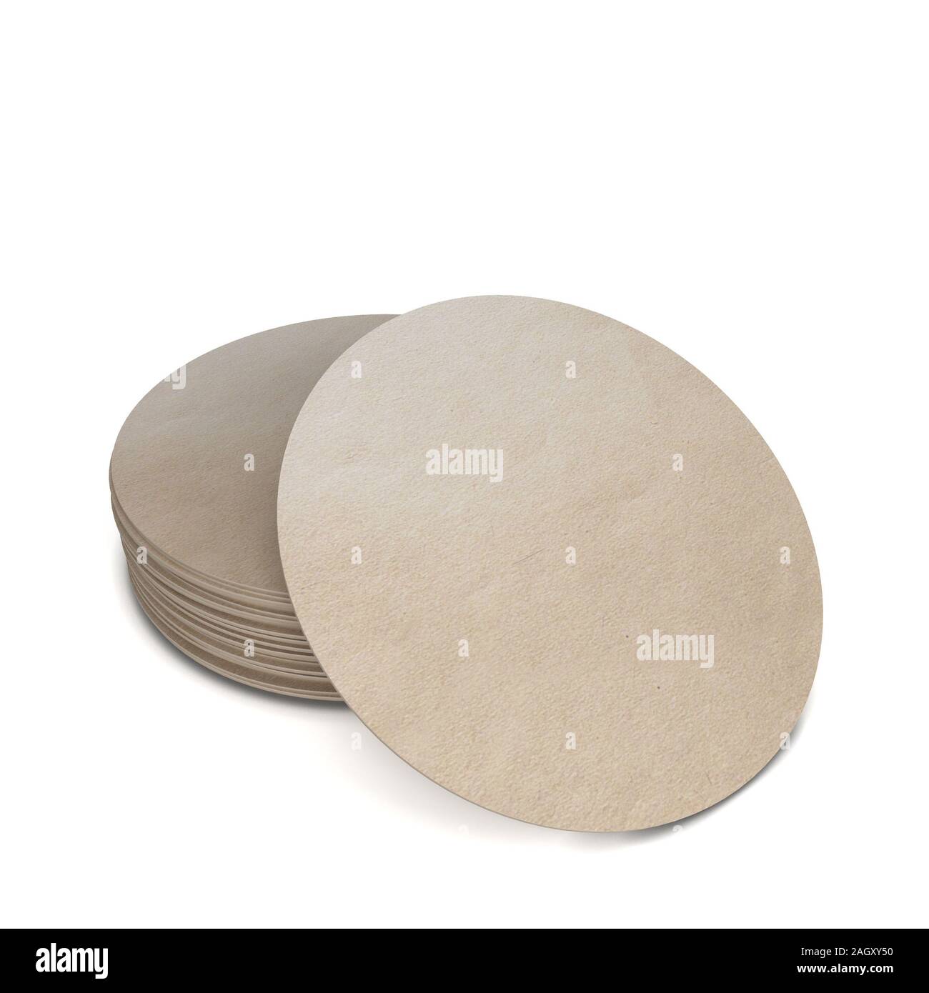Blank coasters template. 3d illustration isolated on white background ...
