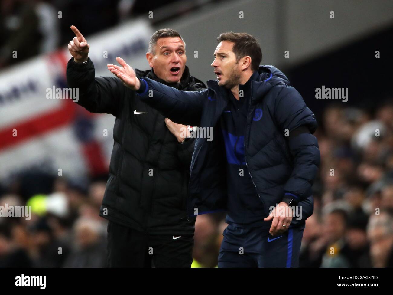 Chelsea manager Frank Lampard (right) gestures alongside fourth ...
