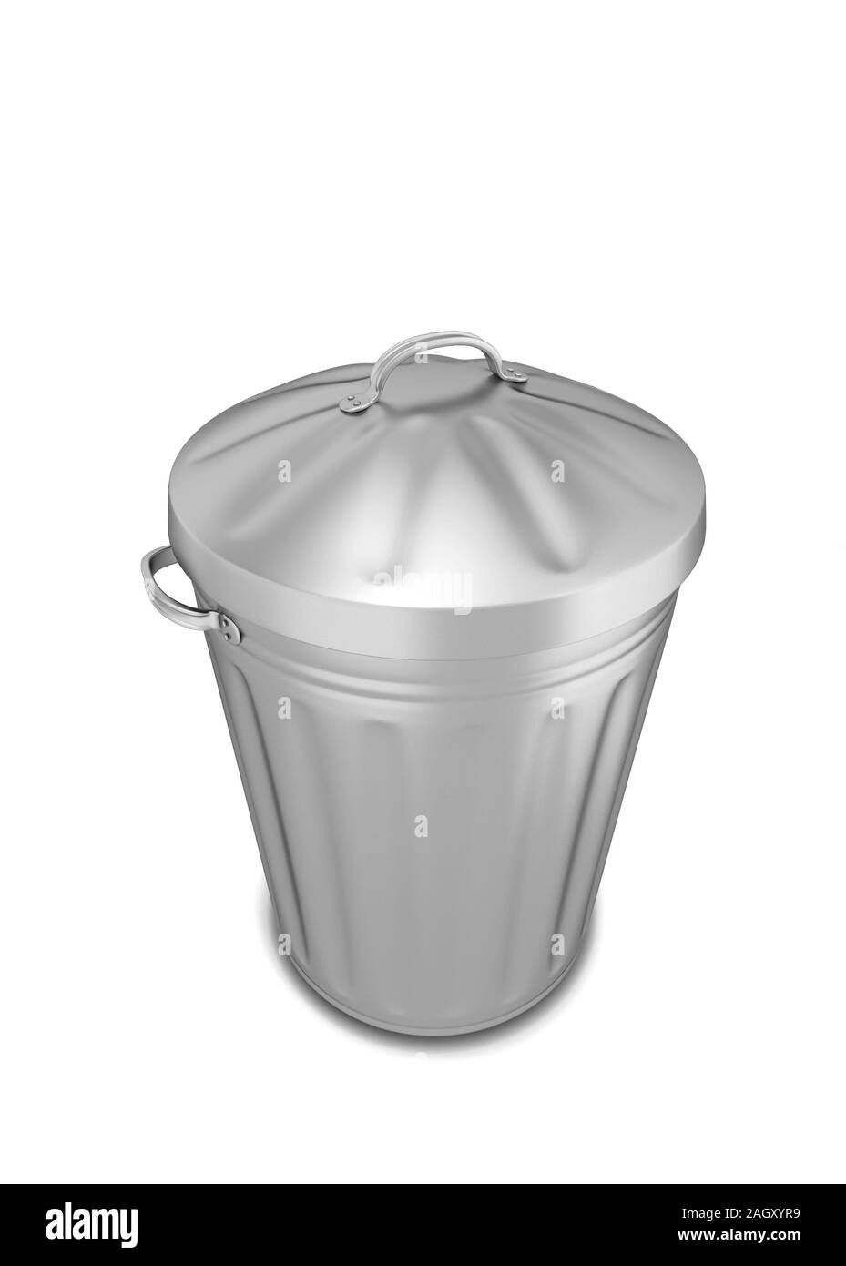 Metal trash bin. 3d illustration isolated on white background Stock ...