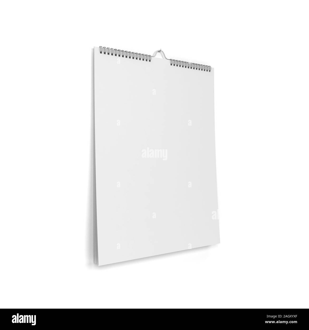 Blank wall calendar. 3d illustration isolated on white background Stock ...