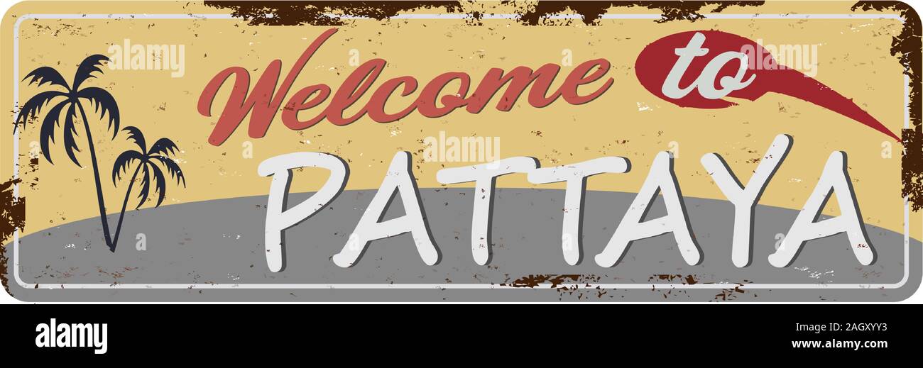Welcome to Pattaya. Road sign. Vector illustration Stock Vector Image ...