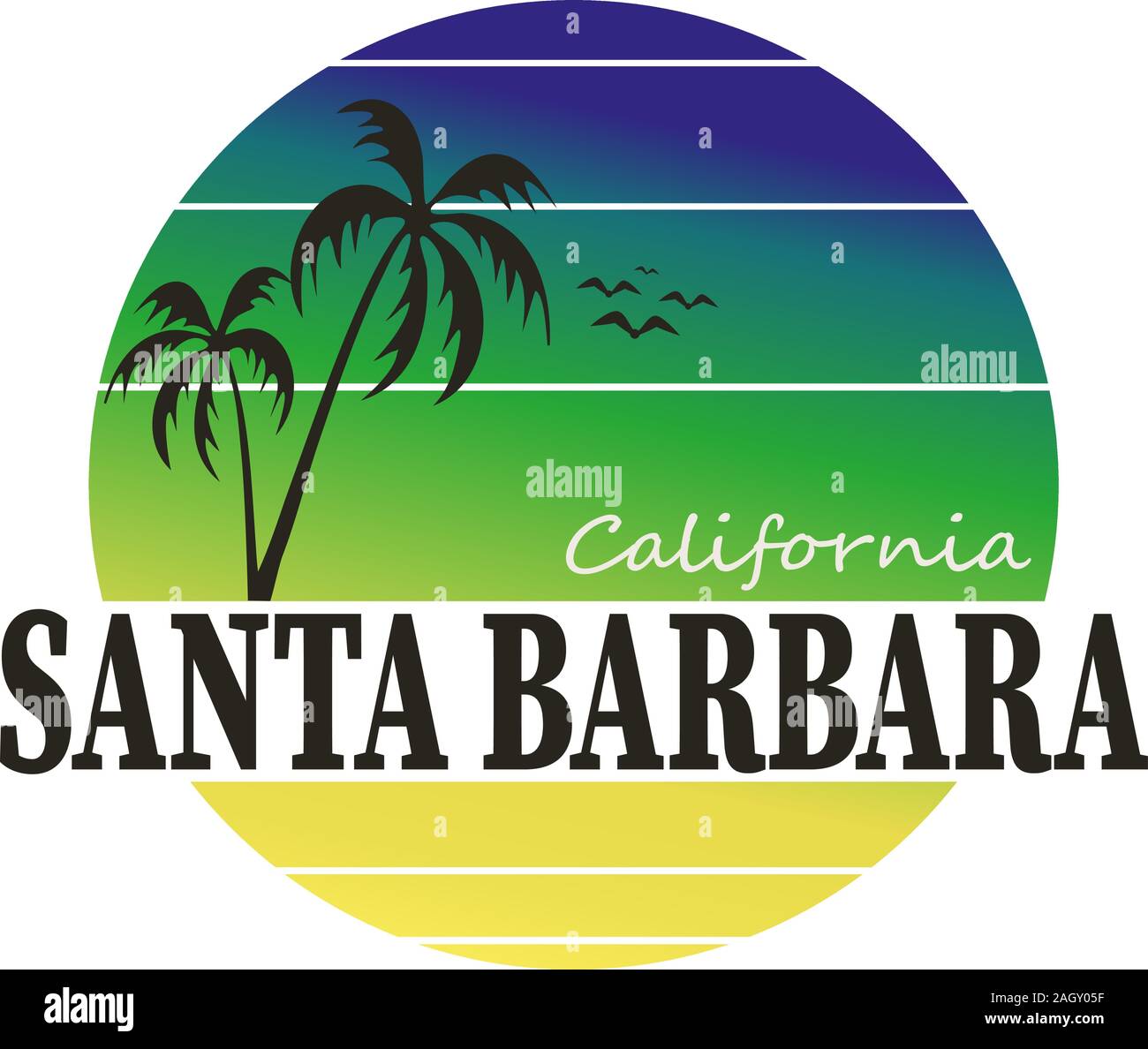 Handmade composition and design Santa Barbara. T shirt graphics for ...