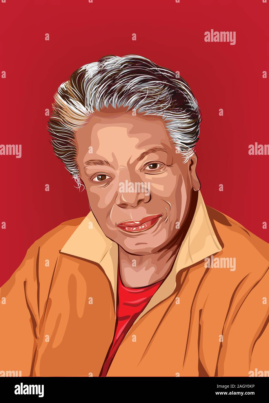 Vector portrait of Maya Angelou (1928-2014) American poet, She is an ...