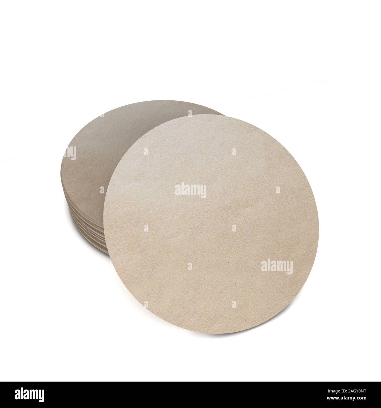 Blank coasters template. 3d illustration isolated on white background ...