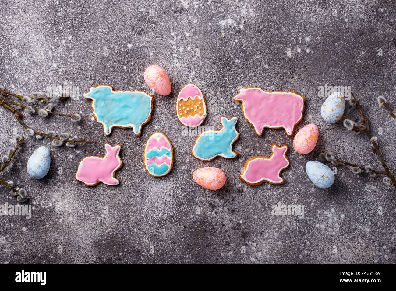 Easter cookie in shape of bunny and sheep Stock Photo - Alamy