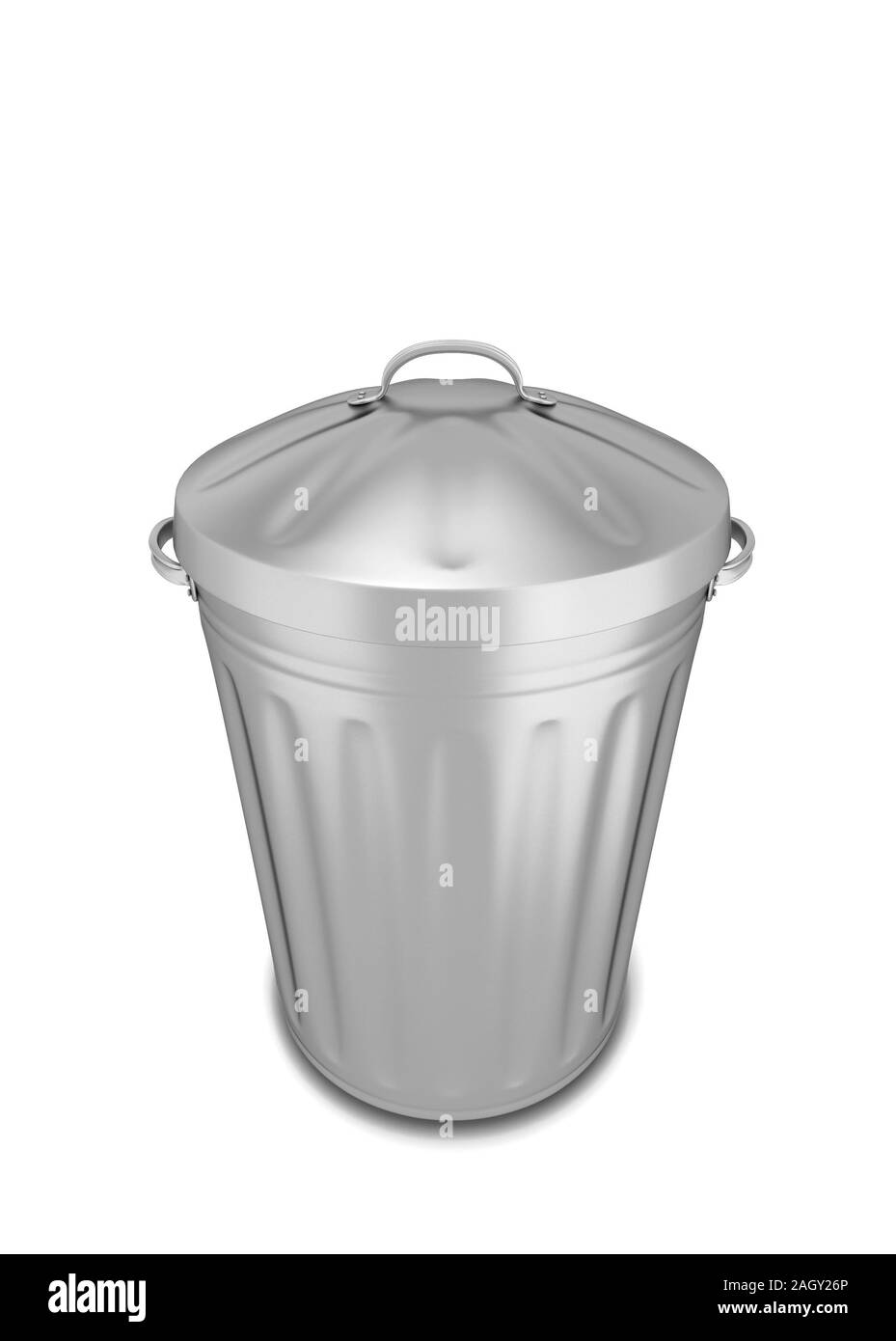 Metal trash bin. 3d illustration isolated on white background Stock ...