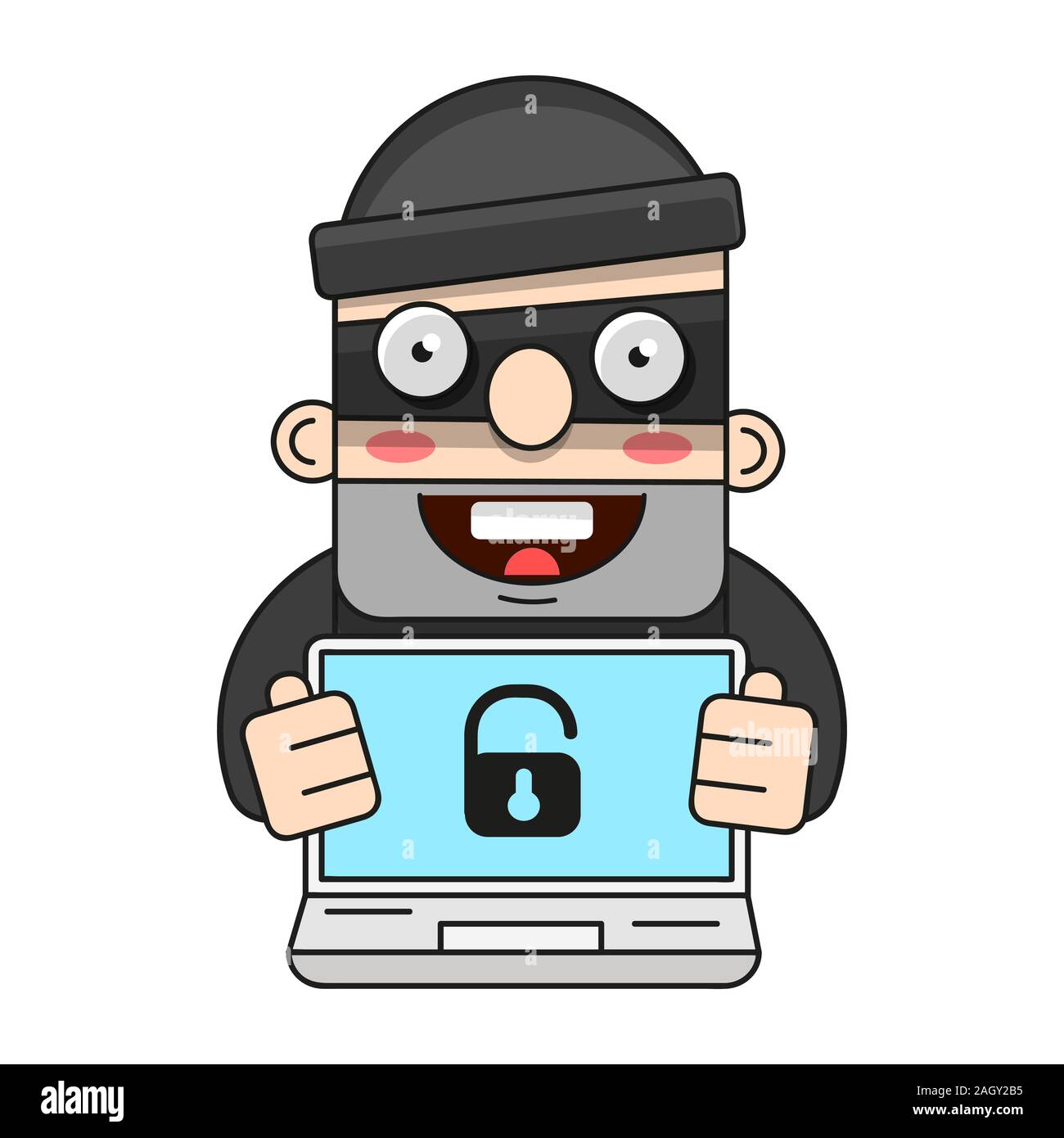 Cute Thief Character. Vector Cartoon Illustration. Bandit With Bag ...