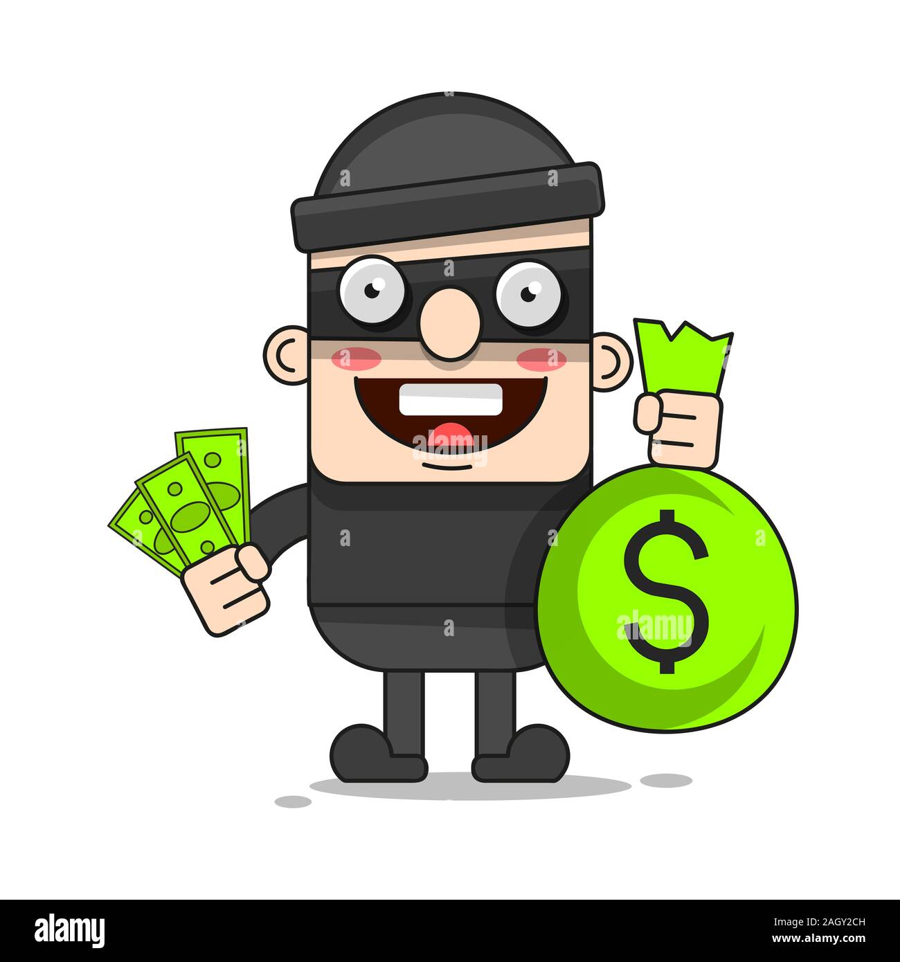 Cute Thief Character. Vector Cartoon Illustration. Bandit With Bag ...