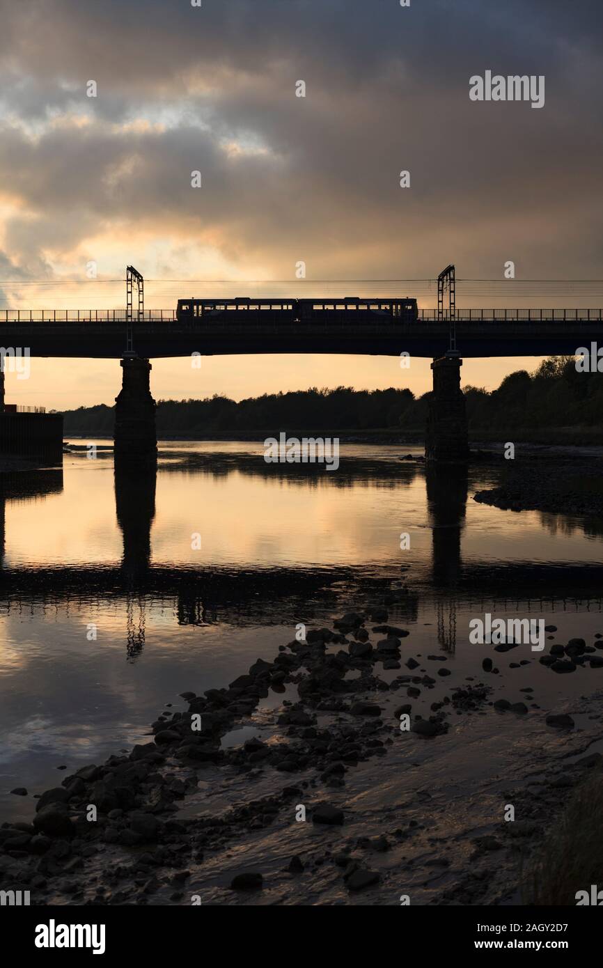 Arriva Northern rail class 142 pacer train crossing Carlisle Bridge ...