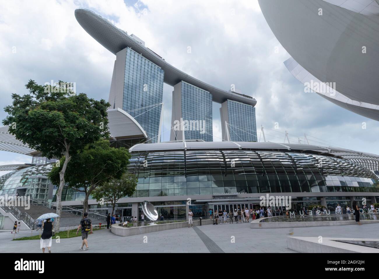 Exterior of Marina Bay Sands Hotel and shopping mall in Singapore, Asia ...