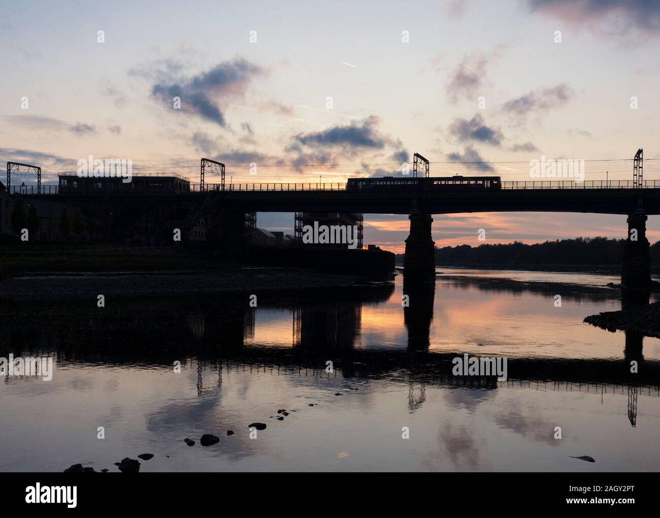 Arriva Northern rail class 142 pacer train crossing Carlisle Bridge ...