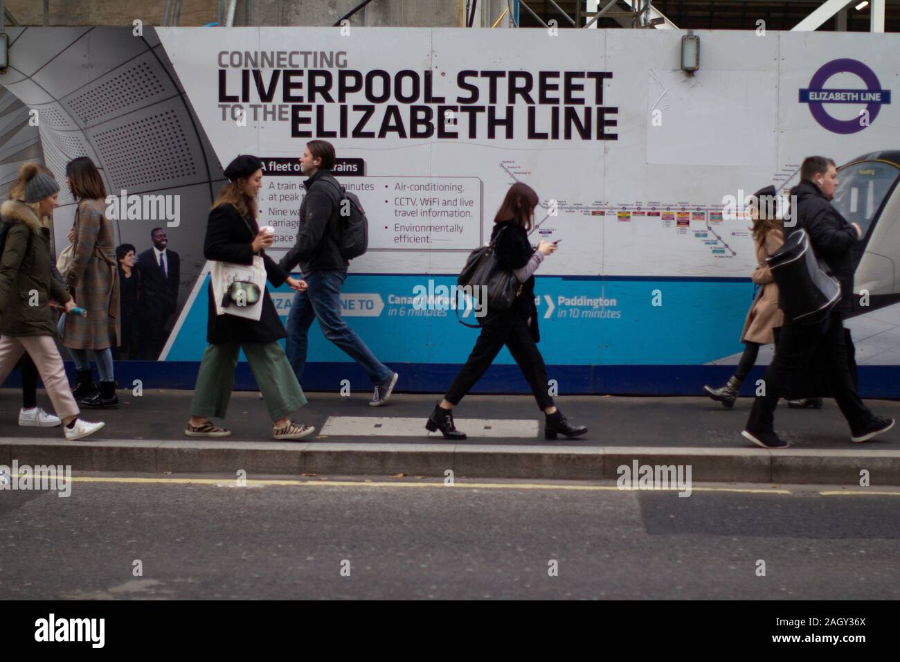 Elizabeth line rail railway, advert, Moorgate, London Stock Photo - Alamy