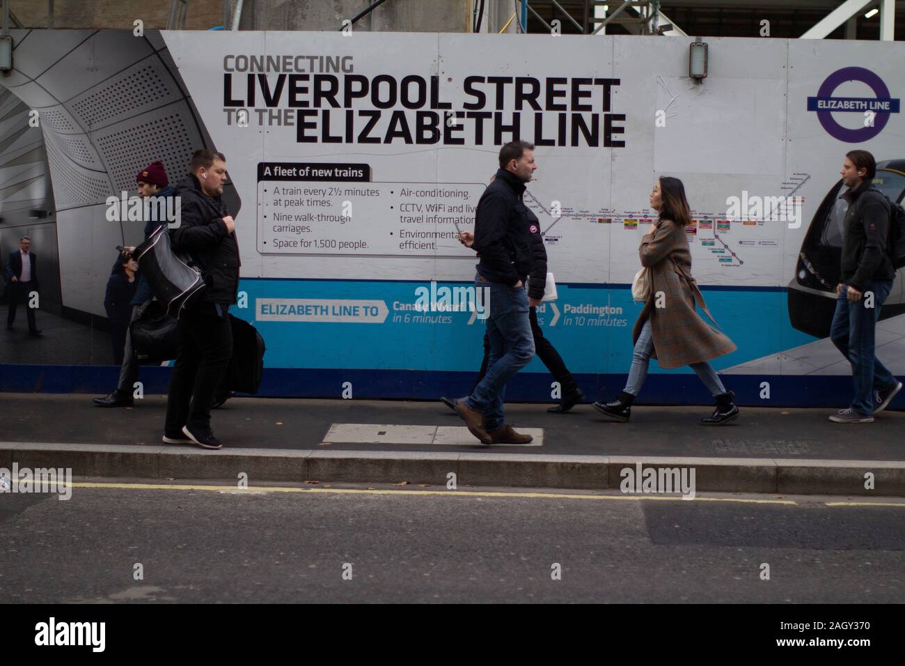 Elizabeth line rail railway, advert, Moorgate, London Stock Photo - Alamy