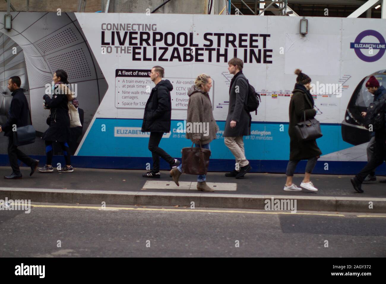 Elizabeth line rail railway, advert, Moorgate, London Stock Photo - Alamy