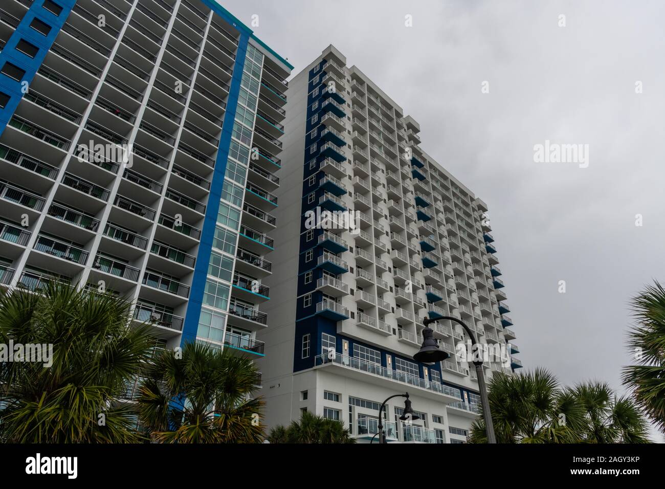 Scenic Myrtle Beach high-rise vista on a heavily overcast rainy day ...