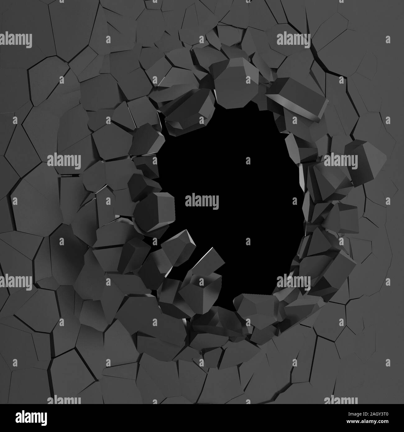 Broken wall. 3d illustration isolated on white background Stock Photo ...