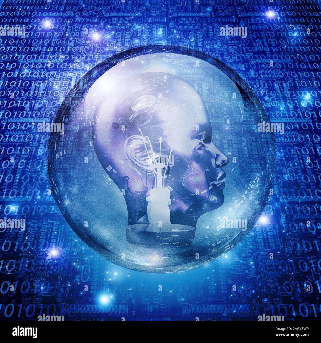 Light bulb binary illustration hi-res stock photography and images - Alamy
