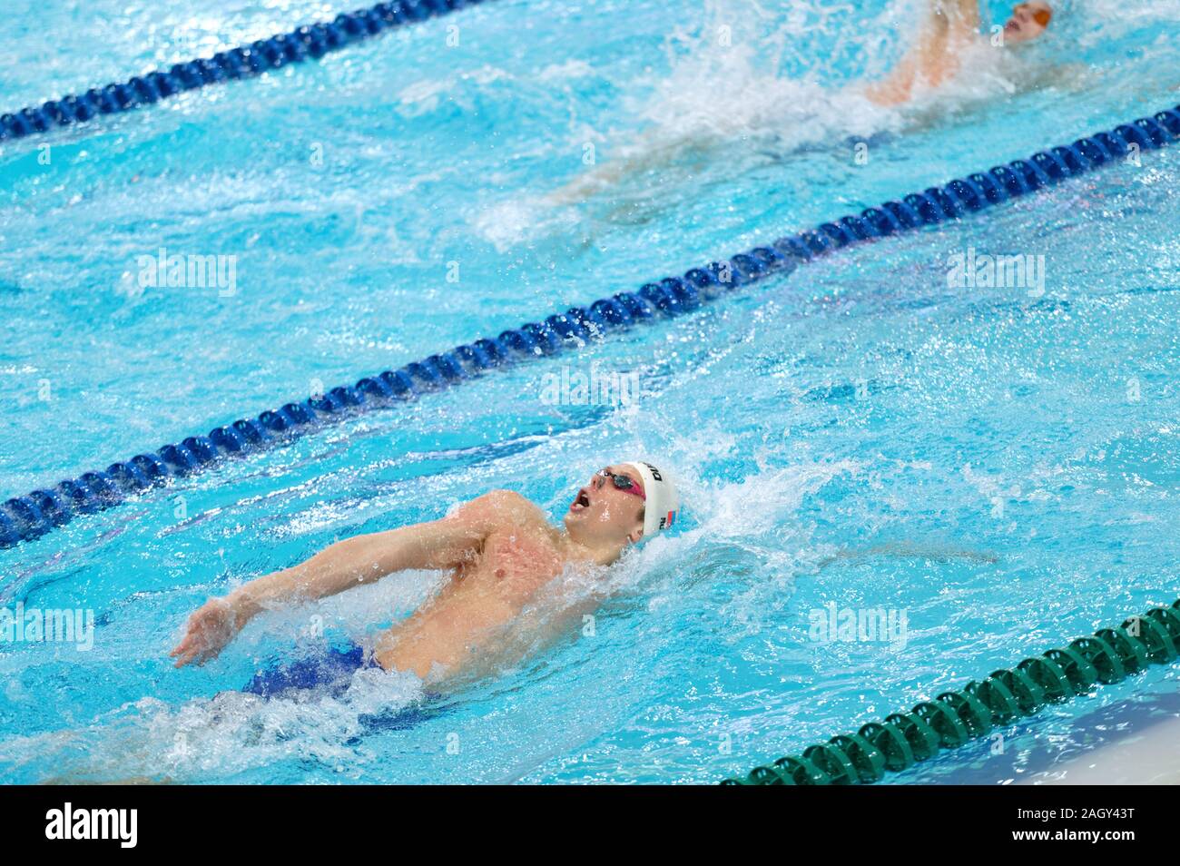 St. Petersburg, Russia - December 21, 2019: Men compete in 200m ...